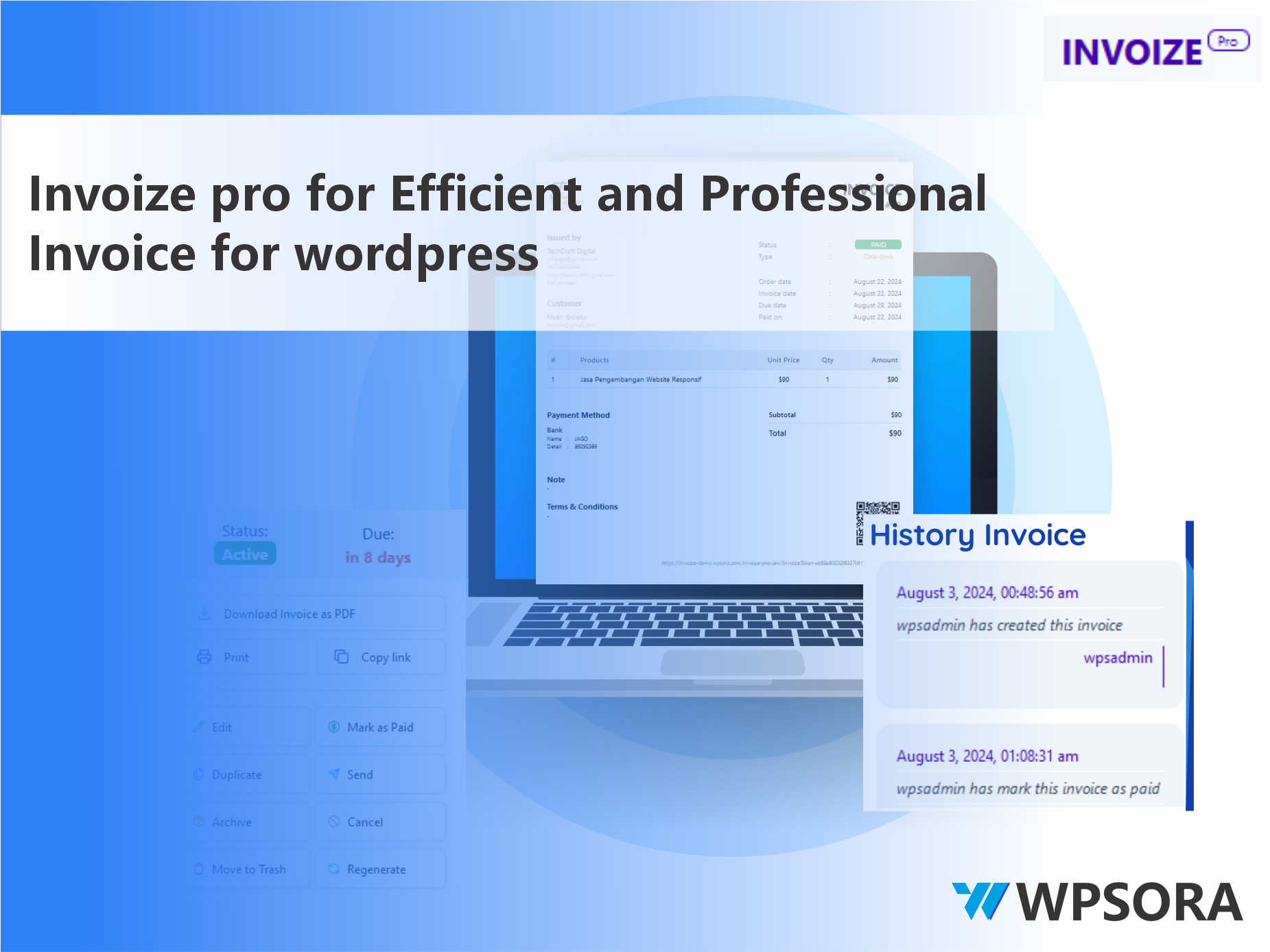 Invoize pro for Efficient and Professional Invoice for wordpress - WPSora